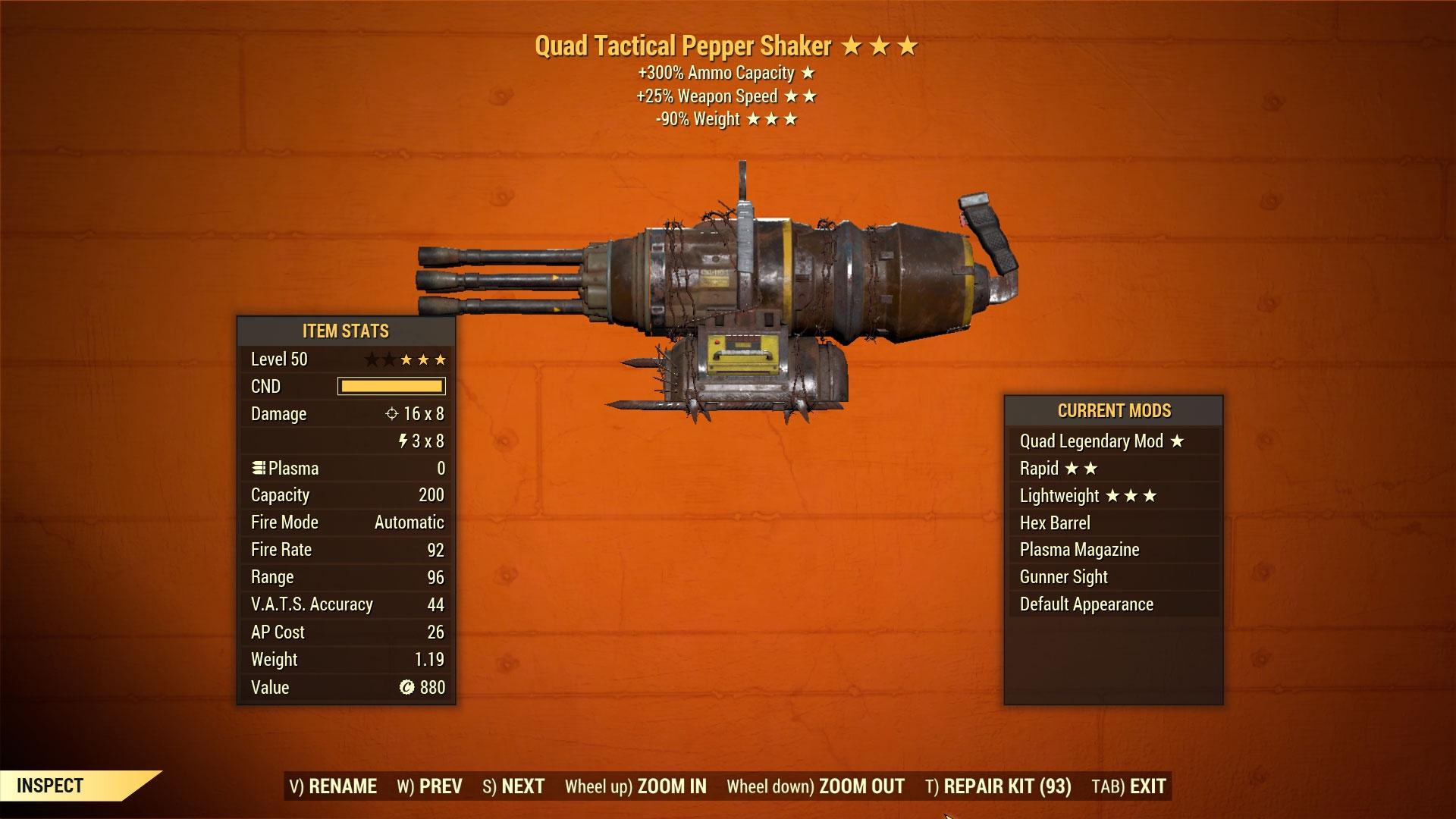 Buy Quad Pepper Shaker (+25% Weapo in FALLOUT 76 Items - Offer #254646877