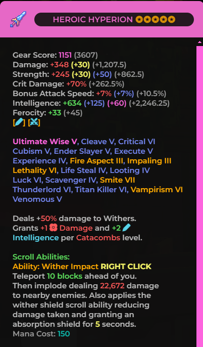 Buy FULL HYPERION in MINECRAFT: HYPIXEL Items - Offer #2417882694