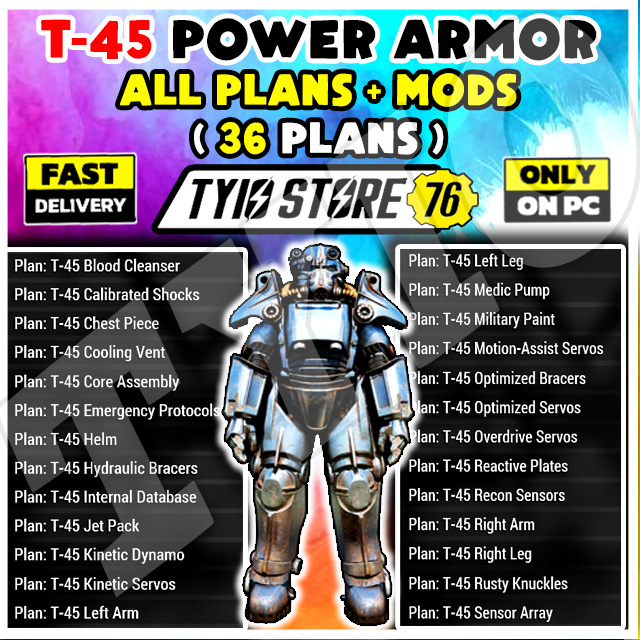 Buy ALL T-45 POWER ARMOR PLANS & M in FALLOUT 76 Items - Offer #2535820482