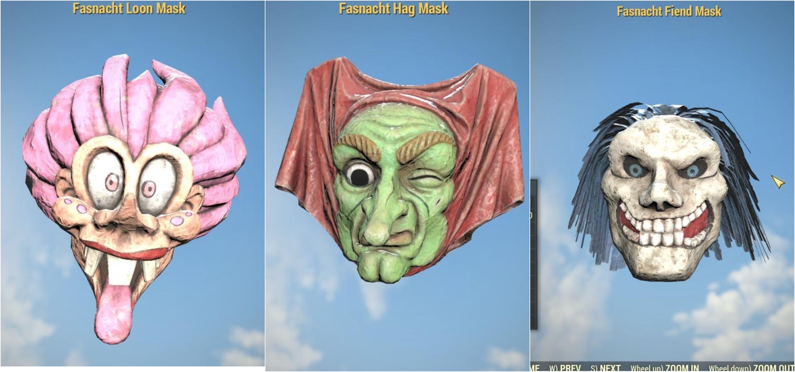 Buy NEW Fasnacht MASK bundle 2022 in FALLOUT 76 Items - Offer #2510279102