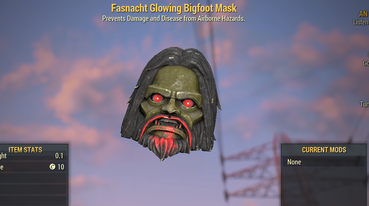 Buy Fasnacht Glowing Bigfoot Mask in FALLOUT 76 Items - Offer #255277863