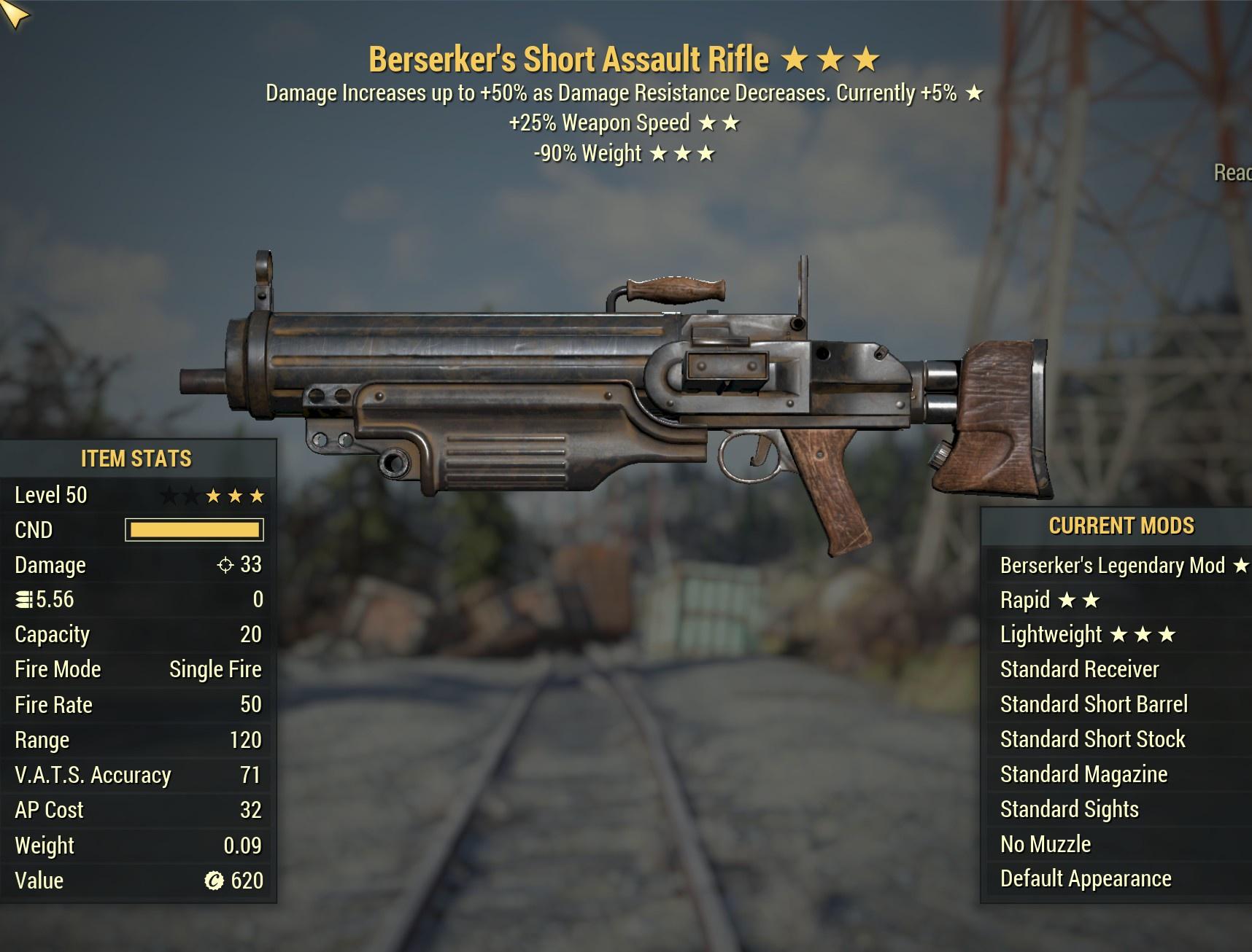Buy Assault Rifle Berserker's/25/9 in FALLOUT 76 Items - Offer #249099092