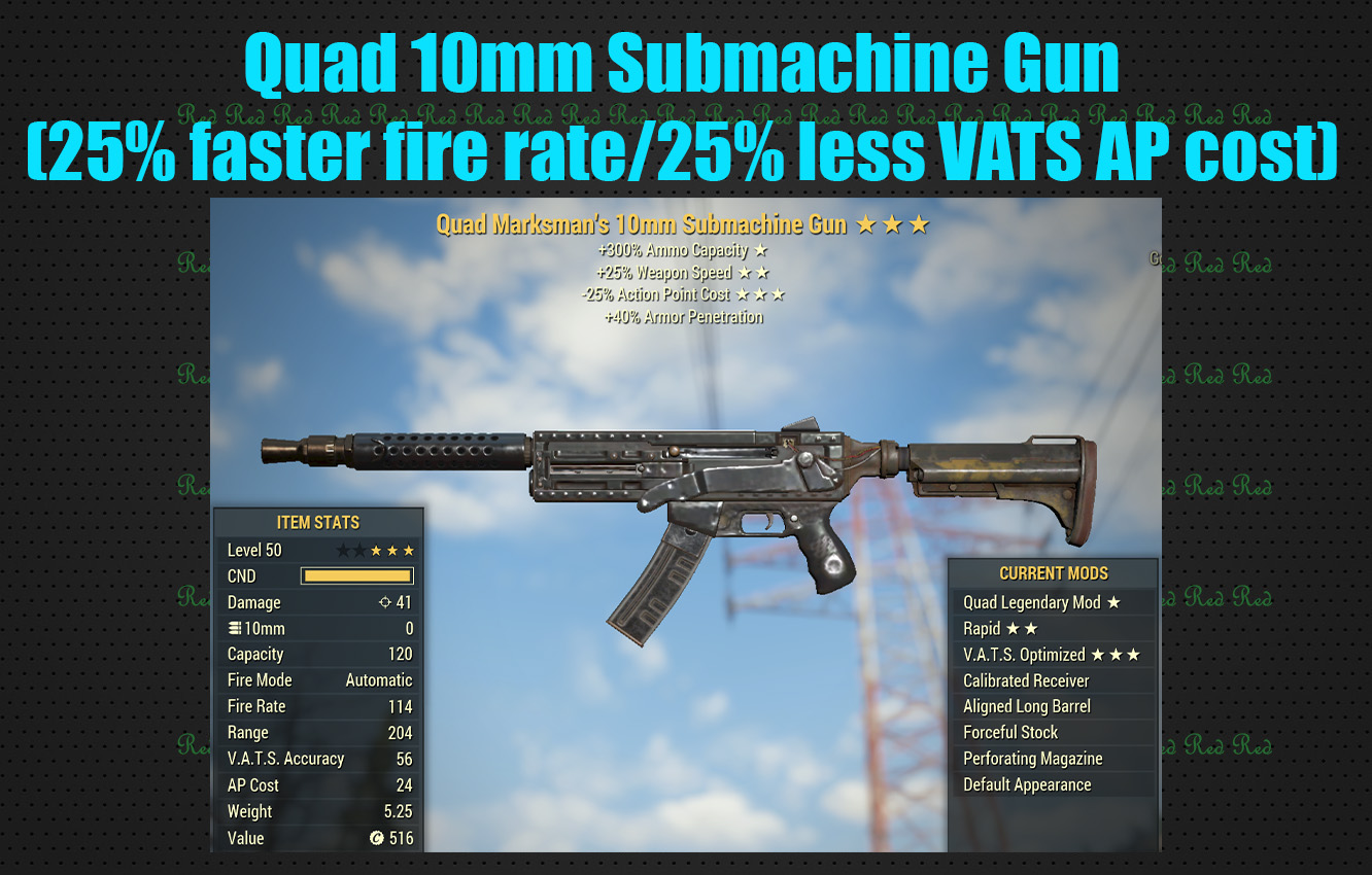 Buy Quad 10mm Submachine Gun (25% in FALLOUT 76 Items - Offer #2433585153