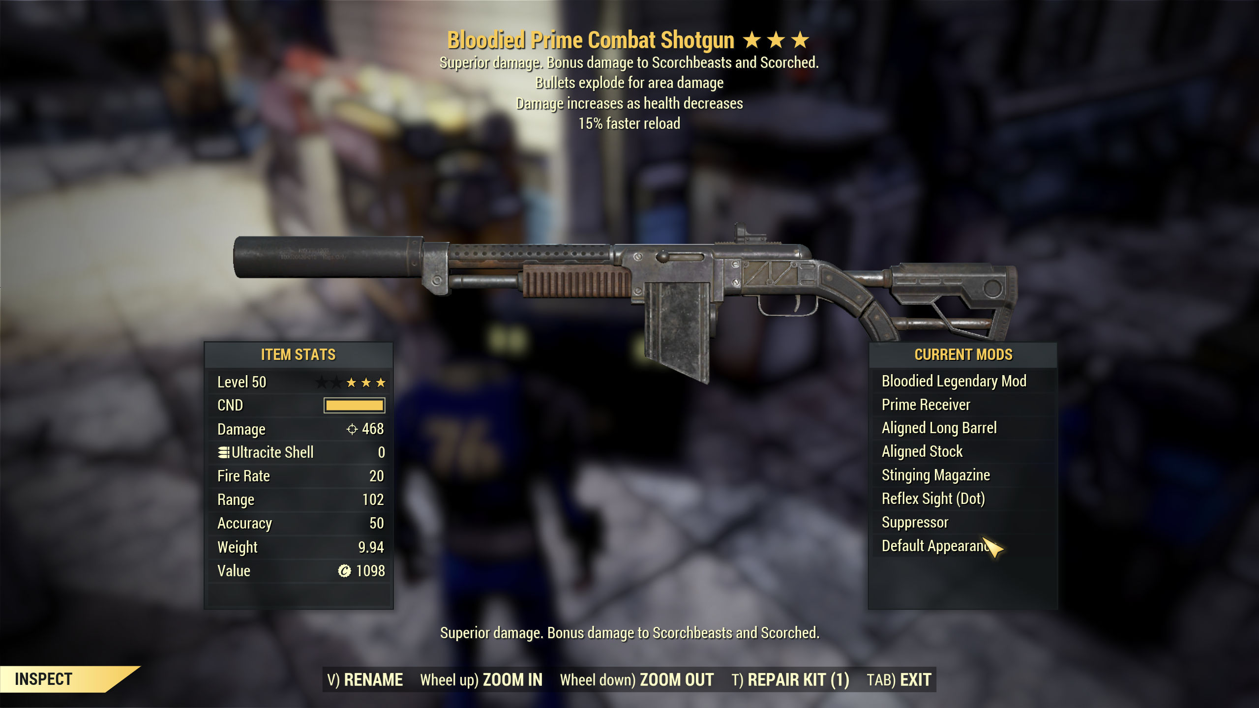 Buy Bloodied Explosive Combat Shot in FALLOUT 76 Items - Offer #251535545