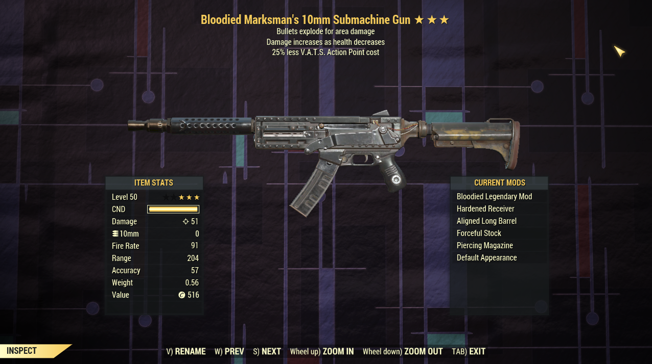 Buy Bloodied Explosive 10mm Submac in FALLOUT 76 Items - Offer #2419695512