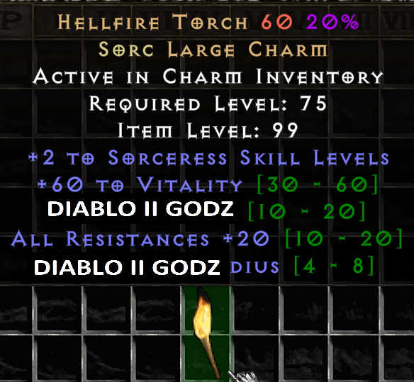 Buy Sorceress Hellfire Torch 60vit in PROJECT DIABLO 2 Items - Offer ...
