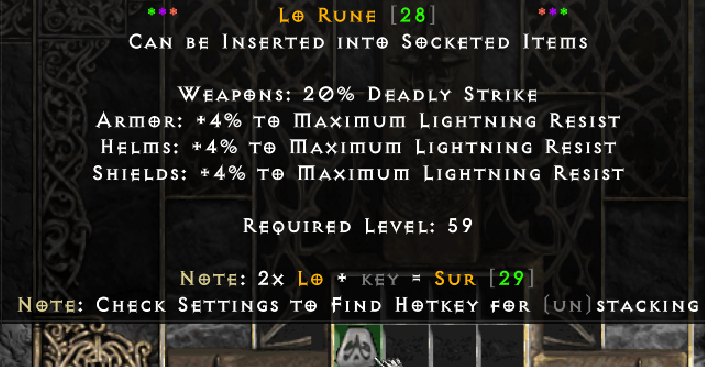 Buy Lo Rune #28 - PD2 Season 12 So in PROJECT DIABLO 2 Runes - Offer #2533454143