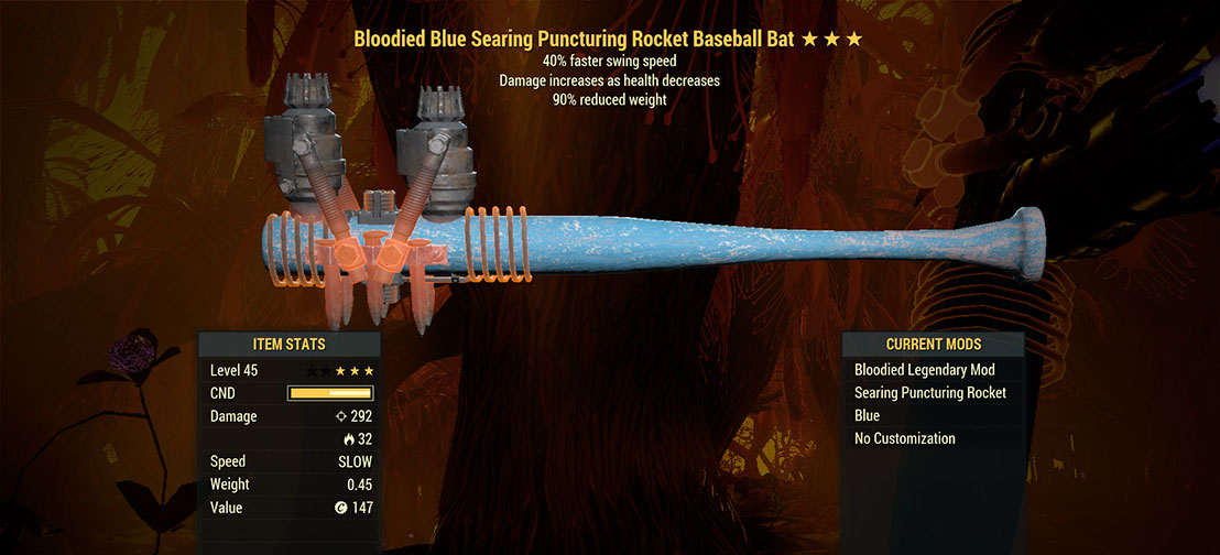 Buy Bloodied Baseball Bat (40% fas in FALLOUT 76 Items - Offer #2436415921