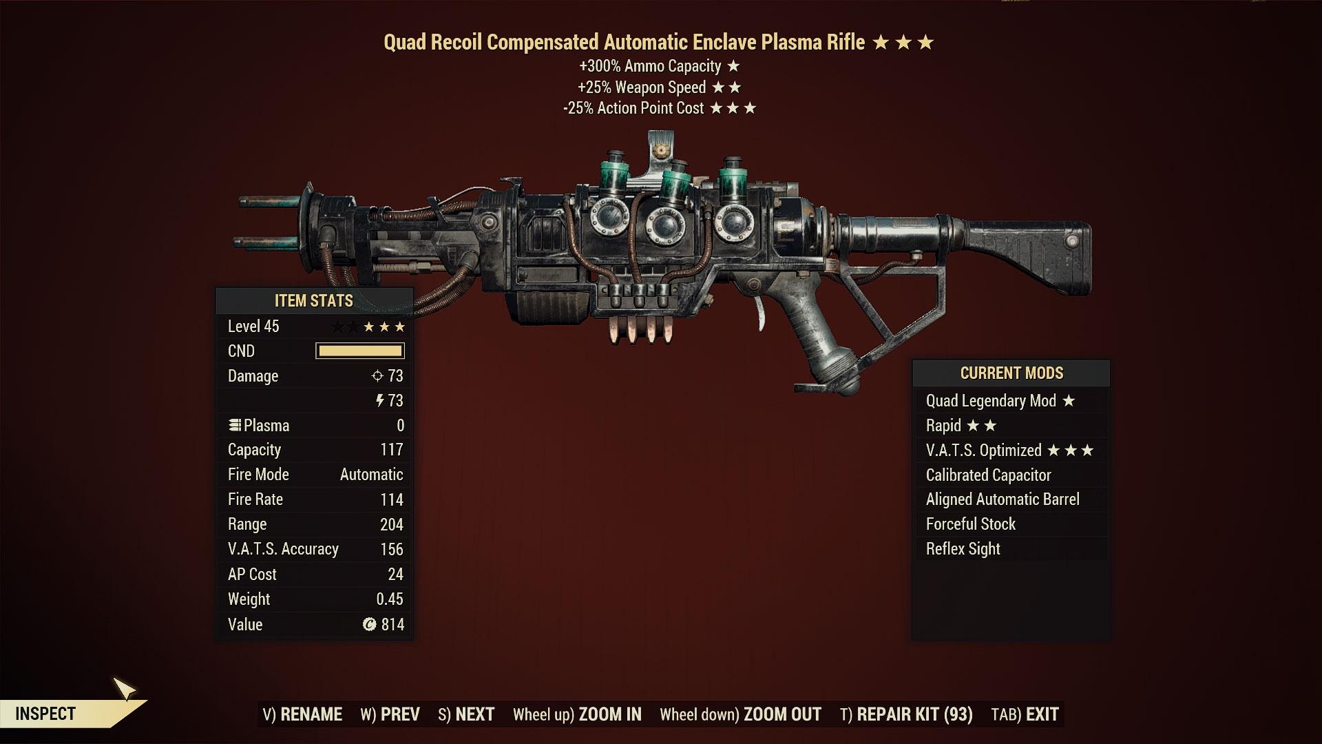 Buy Quad Enclave Plasma Rifle (+25 in FALLOUT 76 Items - Offer #253820542