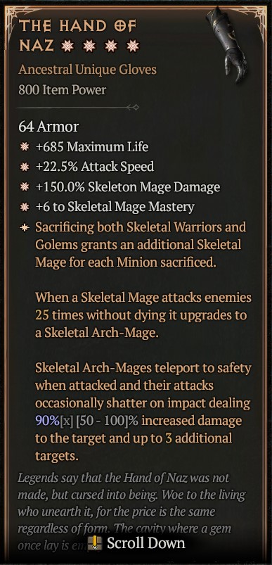 Buy The Hand Of Naz - 4GA -Aspect in DIABLO 4 Items - Offer #2520074647