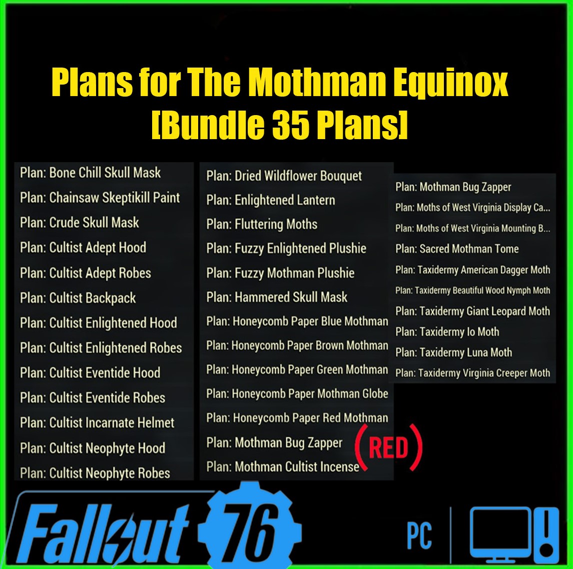 Buy Plans for The Mothman Equinox in FALLOUT 76 Items - Offer #2522965987