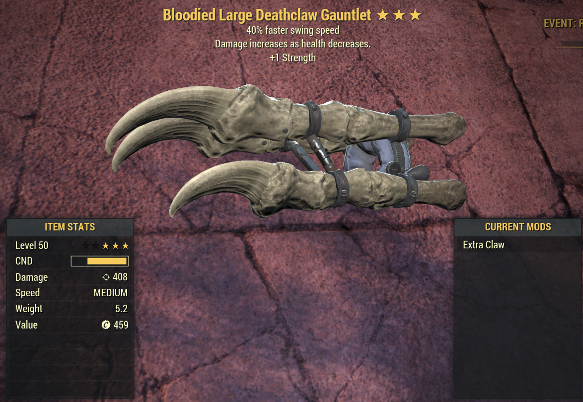 Buy Bloodied Deathclaw Gauntlet [4 in FALLOUT 76 Items - Offer #25538214