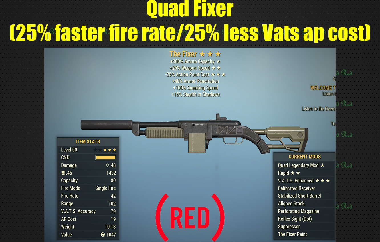 Buy Quad Fixer (25% faster fire ra in FALLOUT 76 Items - Offer #252386470