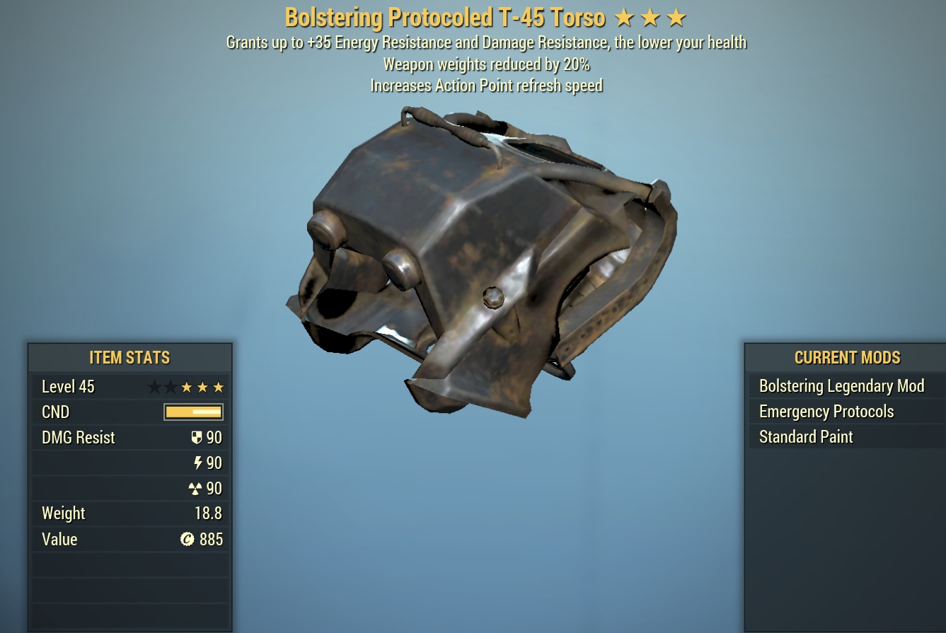 Buy T-45 Bolstering [4/5 AP - Weap in FALLOUT 76 Items - Offer #256071300