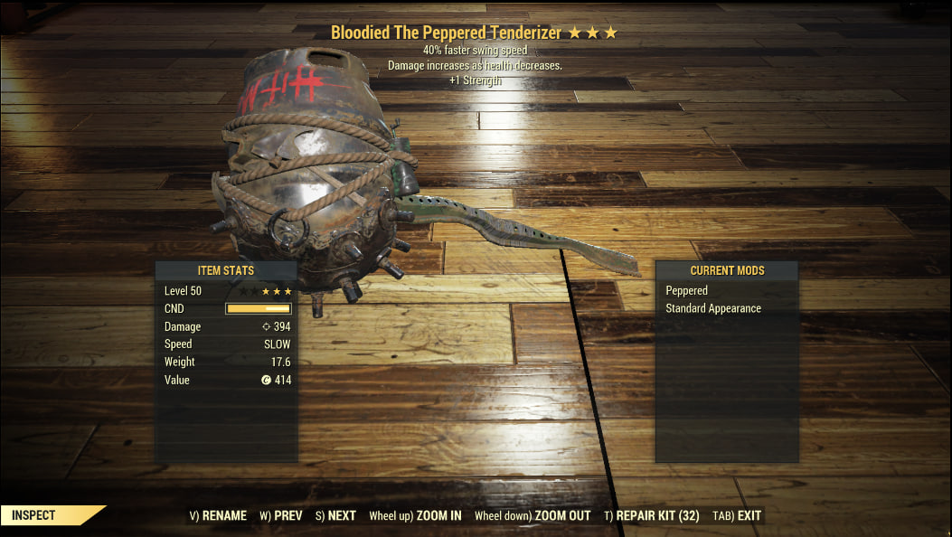 Buy Bloodied The Tenderizer (40% f in FALLOUT 76 Items - Offer #2524355030
