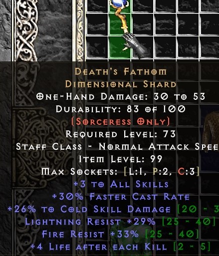 Buy DEATH'S FATHOM (CLEAN) 26% COL in PROJECT DIABLO 2 Items - Offer ...