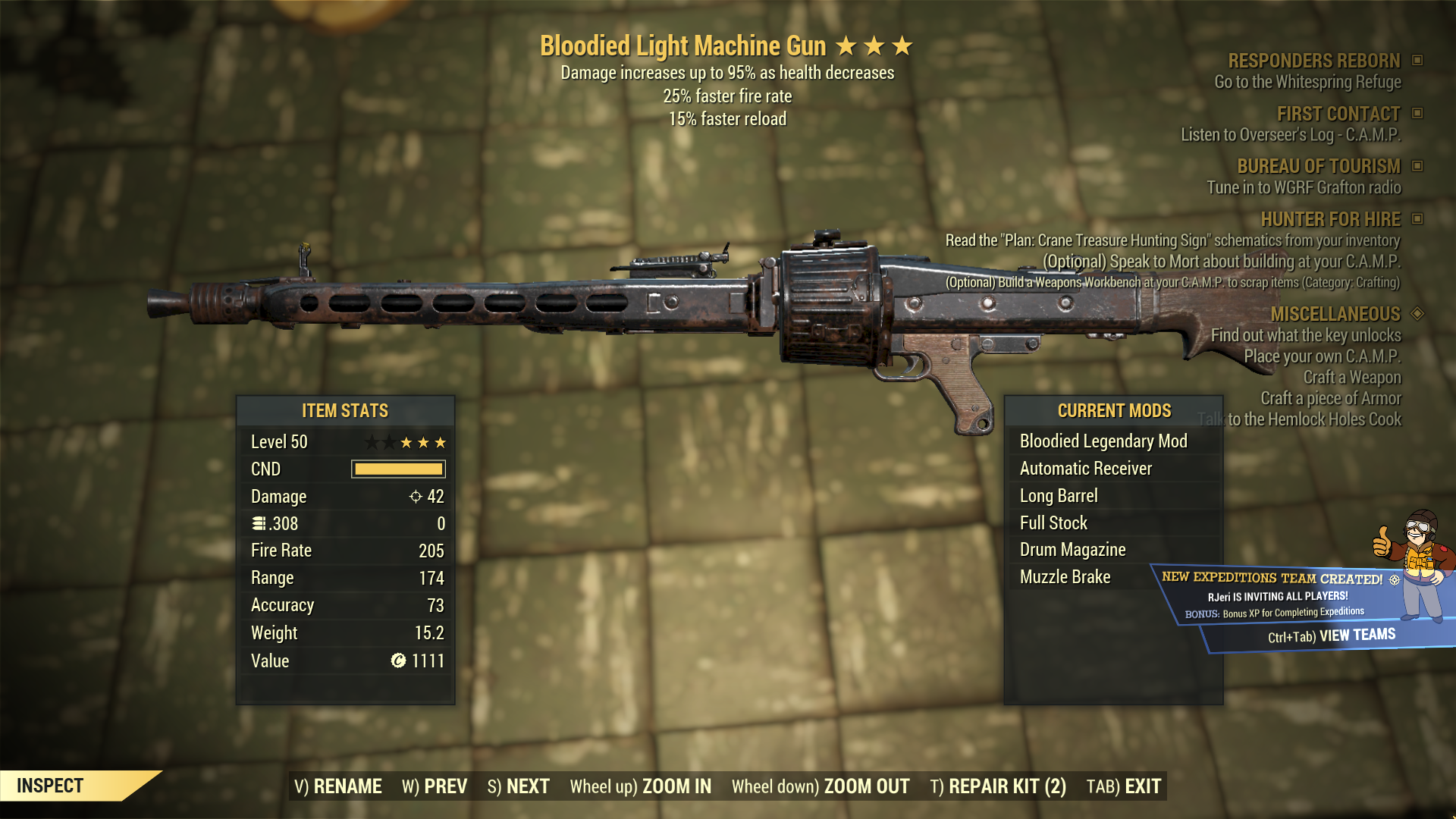 Buy Bloodied Light Machine Gun (25 in FALLOUT 76 Items - Offer #256896800