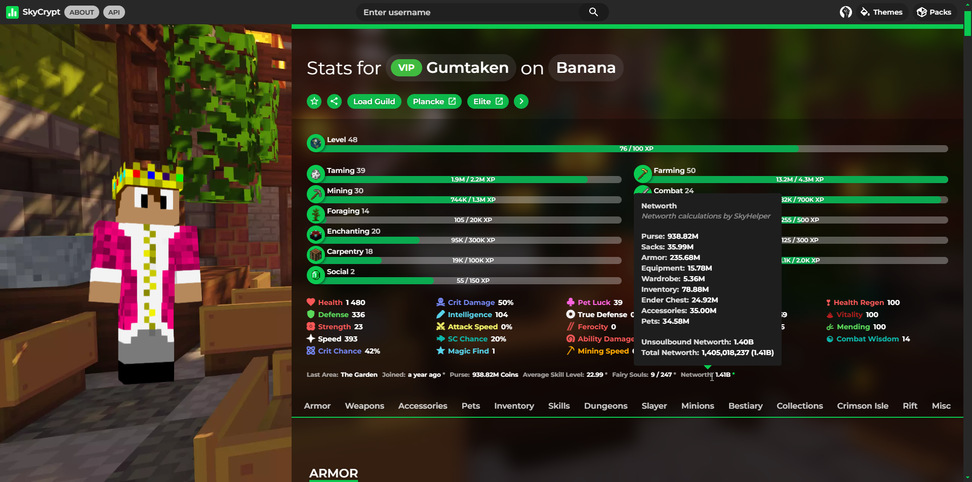 Buy VIP RANK | NETWORTH 1.41B in MINECRAFT: HYPIXEL Accounts - Offer ...