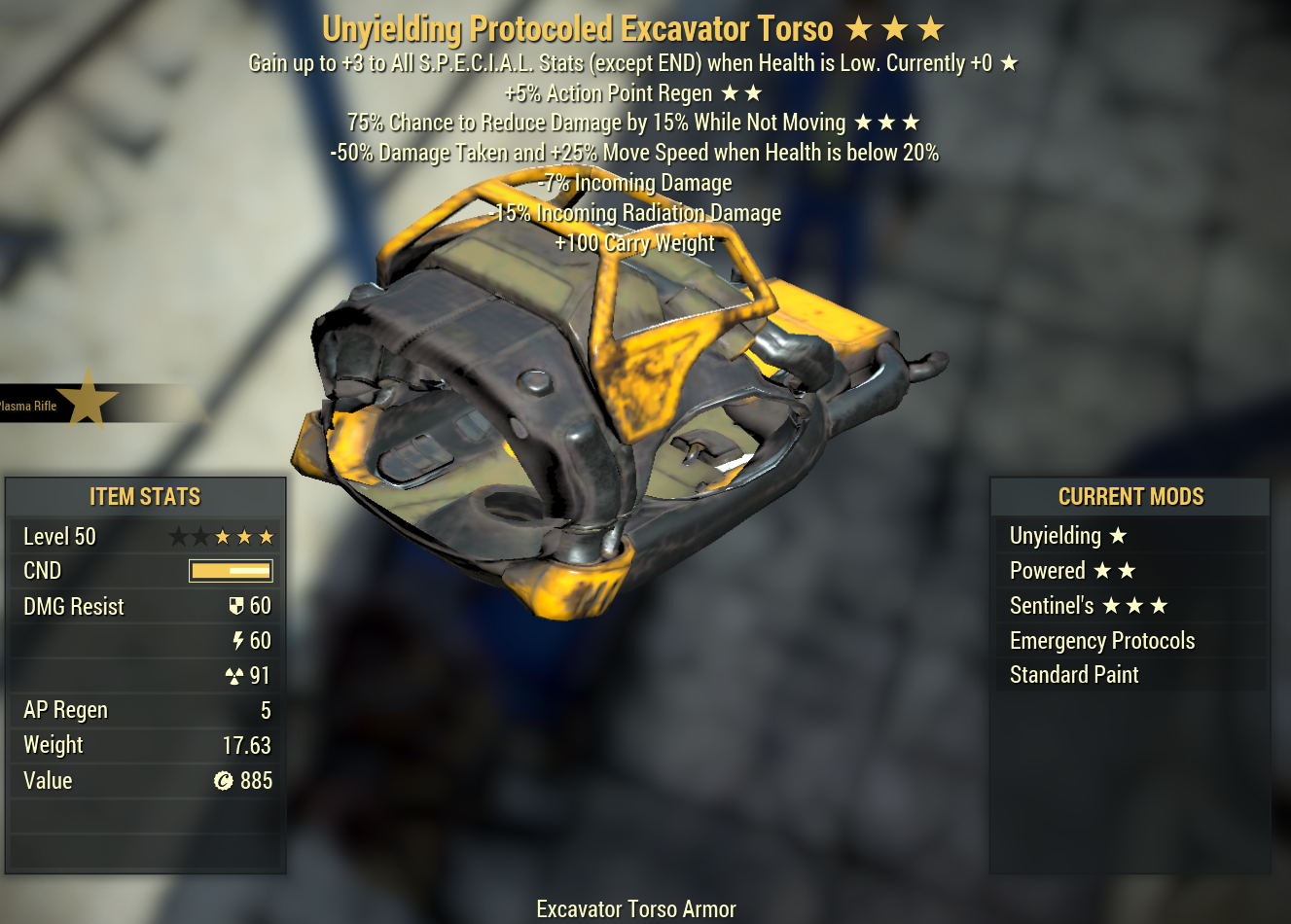 Buy Excavator Unyielding Sentinel in FALLOUT 76 Items - Offer #2524335881