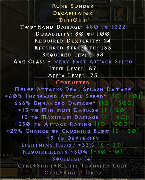 Buy Decapitator 666% ED in PROJECT DIABLO 2 Items - Offer #261034331