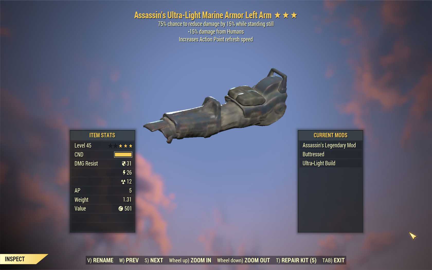 Buy [PVP SET] Assassin's Sentinel in FALLOUT 76 Items - Offer #2528018983