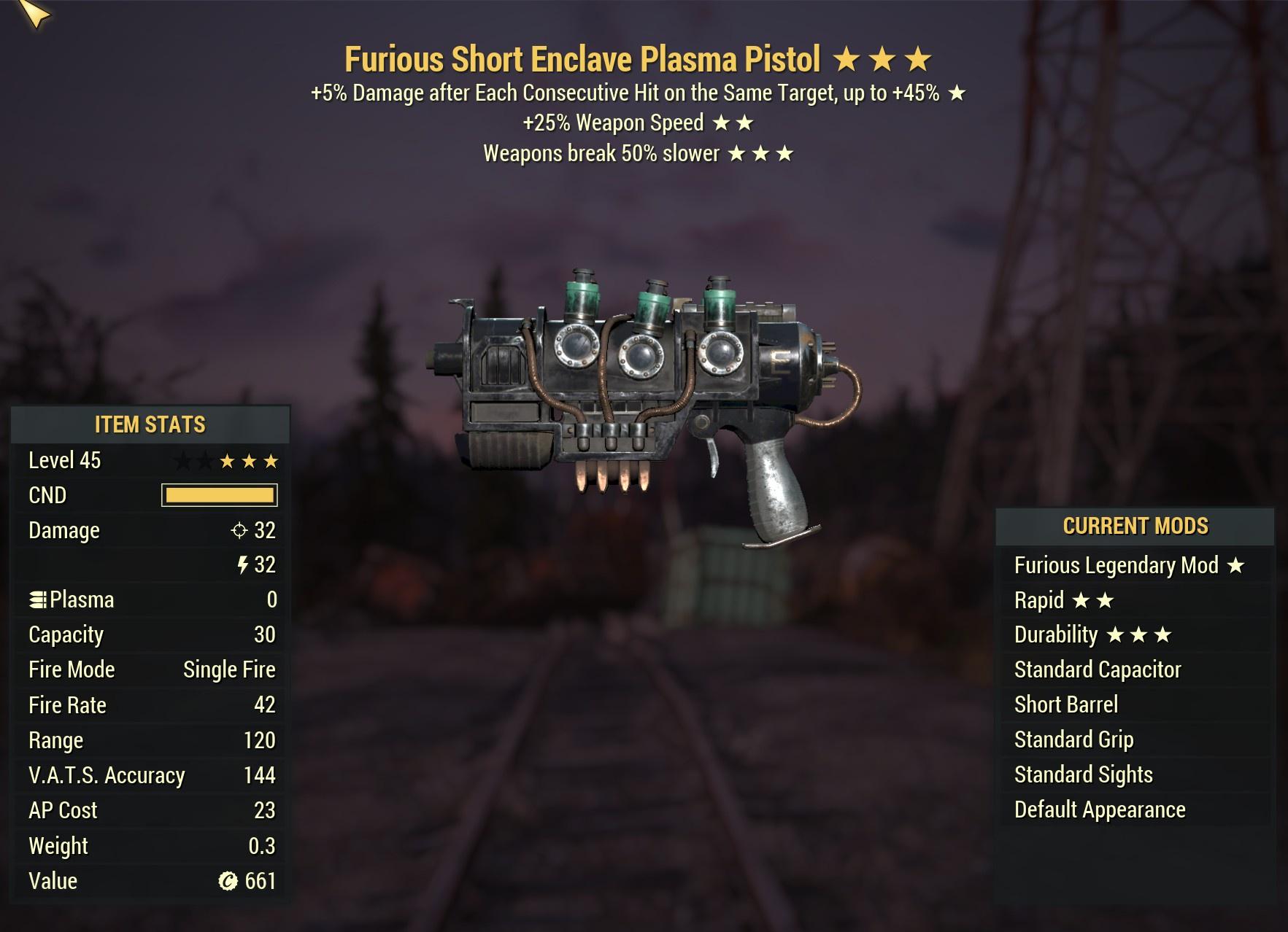 Buy Enclave Plasma Pistol Furious/ in FALLOUT 76 Items - Offer #245560150