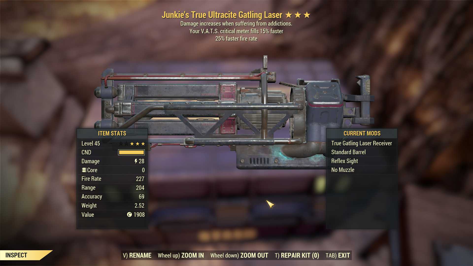Buy Junkie's Ultracite Gatling Las in FALLOUT 76 Items - Offer #2420126152