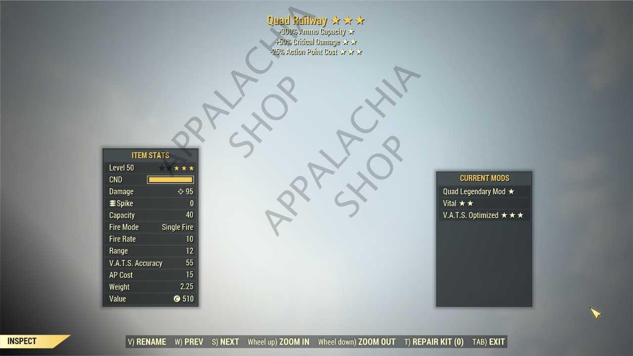 Buy Quad Railway (+50% critical da in FALLOUT 76 Items - Offer #2531437079