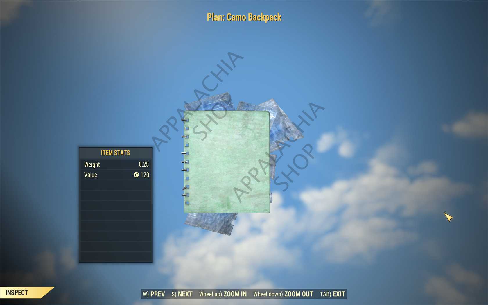 Buy Plan Camo Backpack [Treasure H in FALLOUT 76 Items - Offer #2512813213