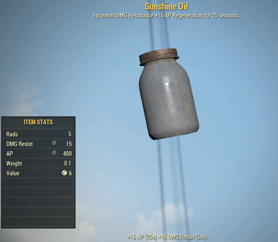 Buy Sunshine oil [Aid] in FALLOUT 76 Items - Offer #2532643937
