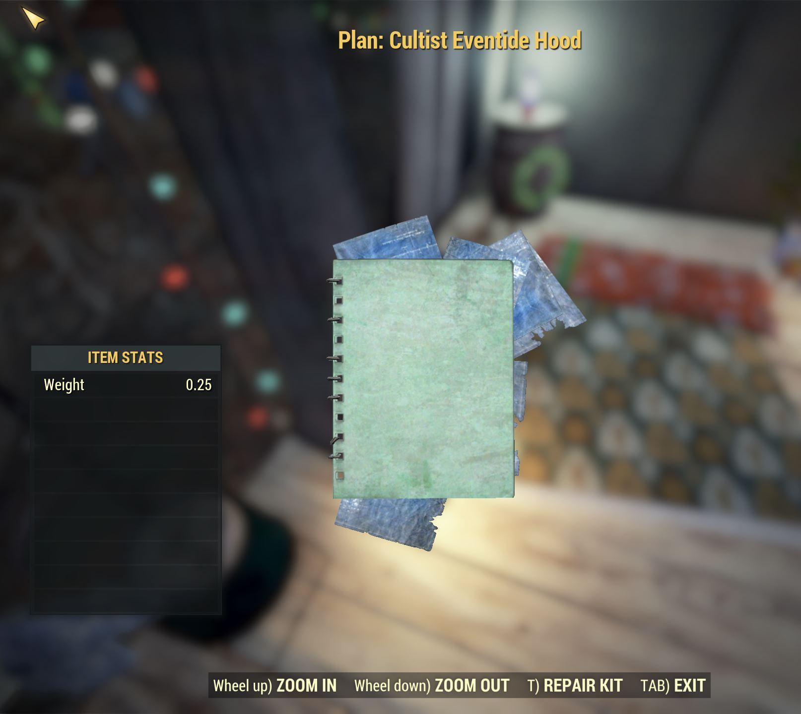 Buy Plan: Cultist Eventide Hood + in FALLOUT 76 Items - Offer #2510826039