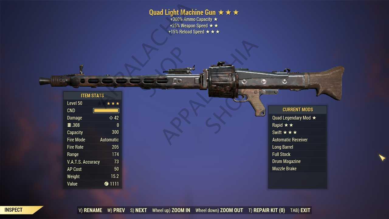 Buy Quad Light Machine Gun (LMG) ( in FALLOUT 76 Items - Offer #2527054144