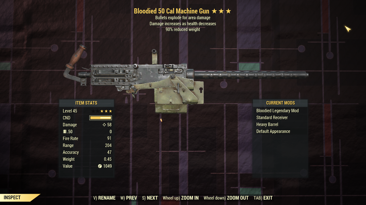 Buy Bloodied Explosive .50 Cal Mac in FALLOUT 76 Items - Offer #243117726