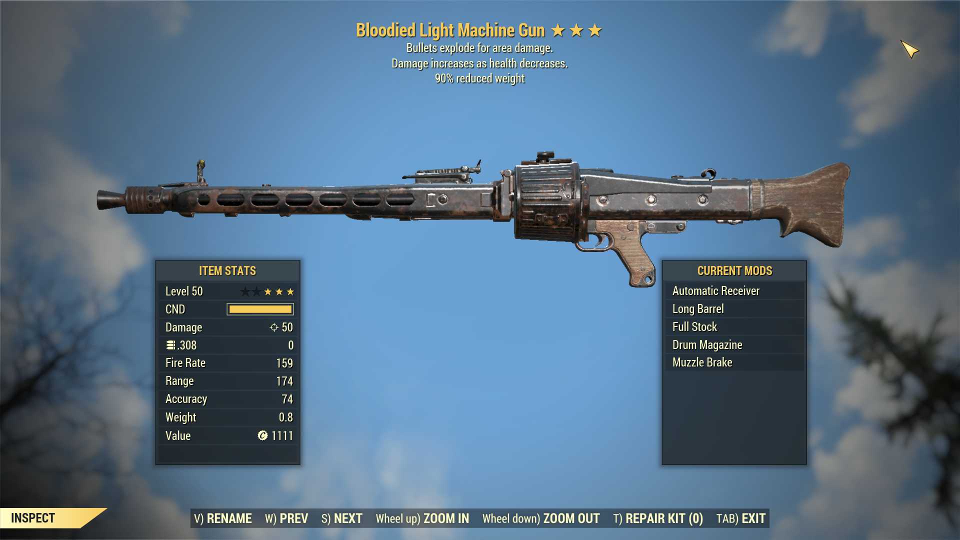 Buy Bloodied Explosive Light Machi in FALLOUT 76 Items - Offer #2529438977