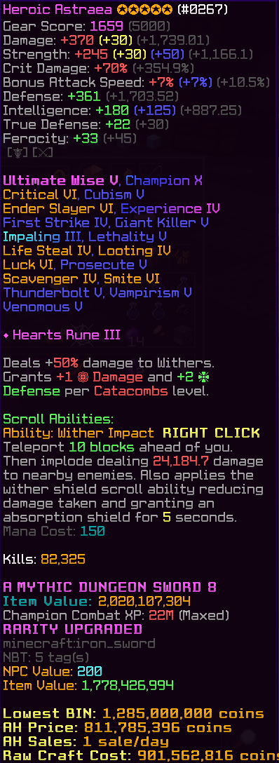 Buy Full Scrolled MYHTIC ASTREA / in MINECRAFT: HYPIXEL Items - Offer ...